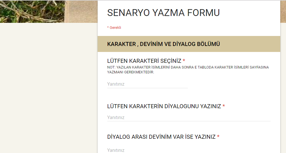 Kolay senaryo yazma formu - Kalinadam
